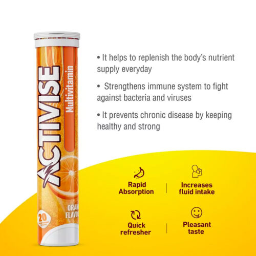 Multivitamin Effervescent Tablet 20's – Orange Flavor | Activise